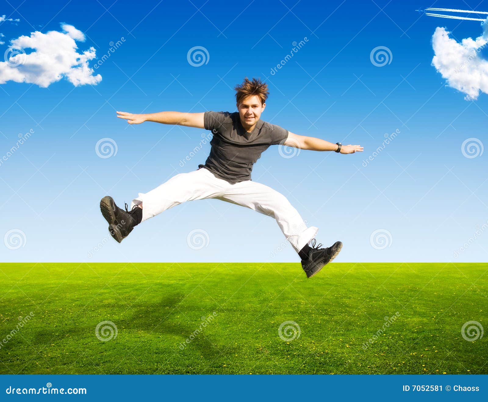 Happy jumping man stock image. Image of adult, jump, clear - 7052581