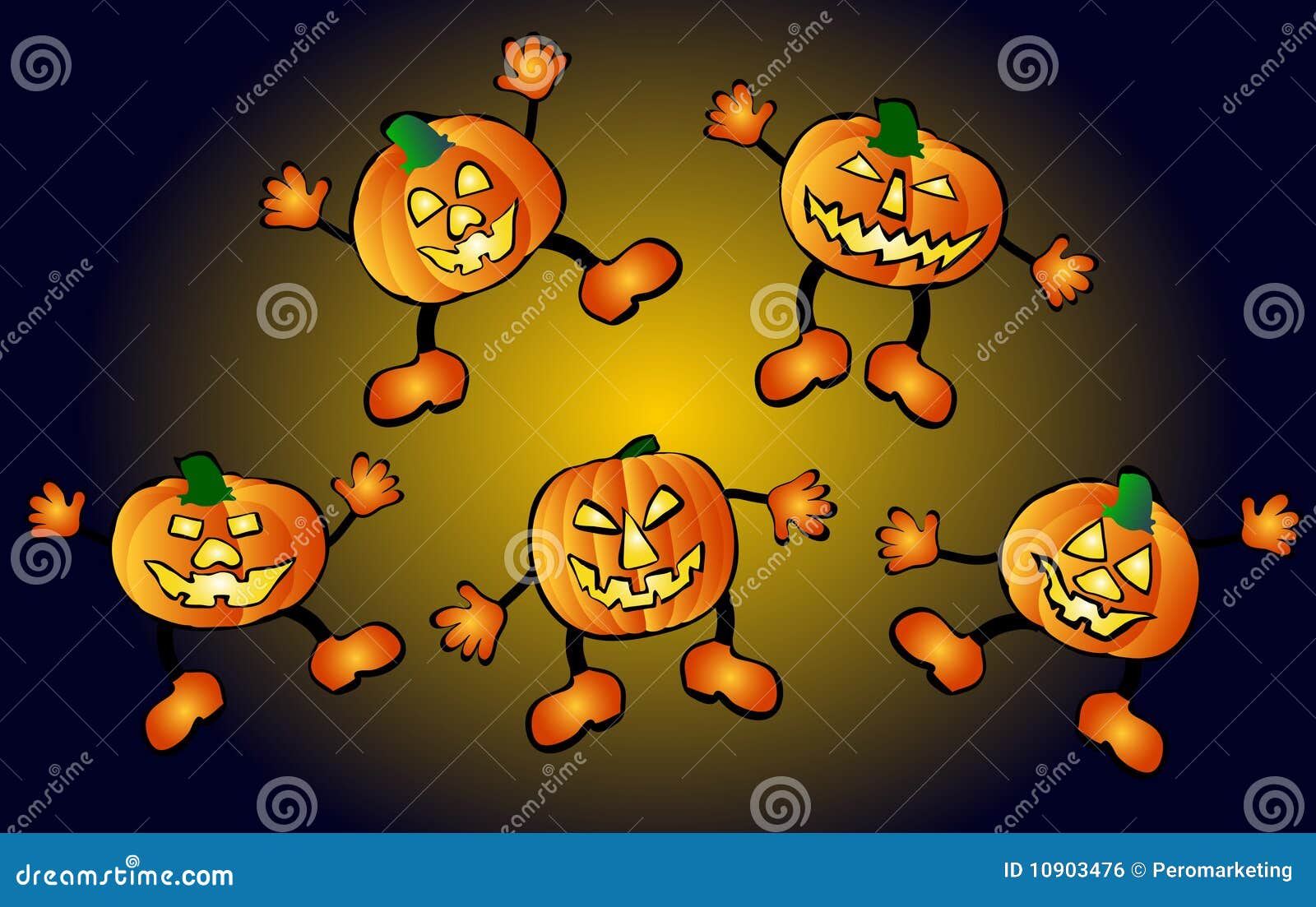 Happy, jumping pumpkins stock illustration. Illustration of dancing ...
