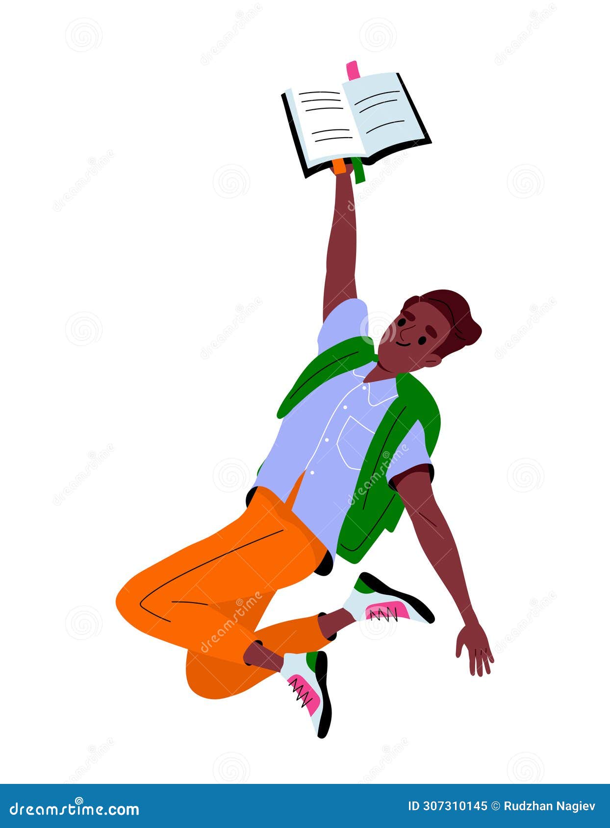 Happy Jumping Student Vector Concept Stock Illustration - Illustration ...