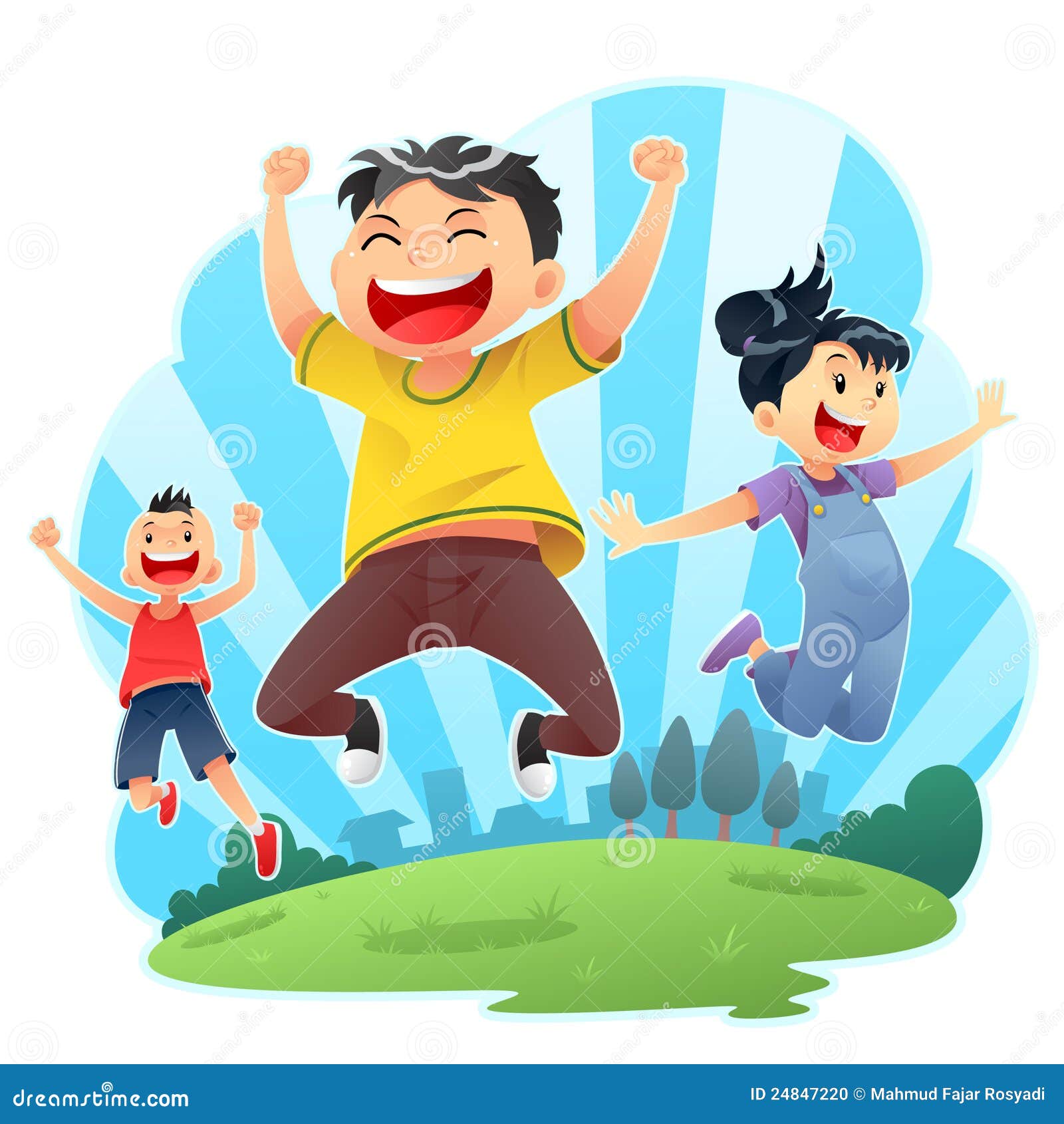 Happy Jumps stock vector. Illustration of active, green - 24847220