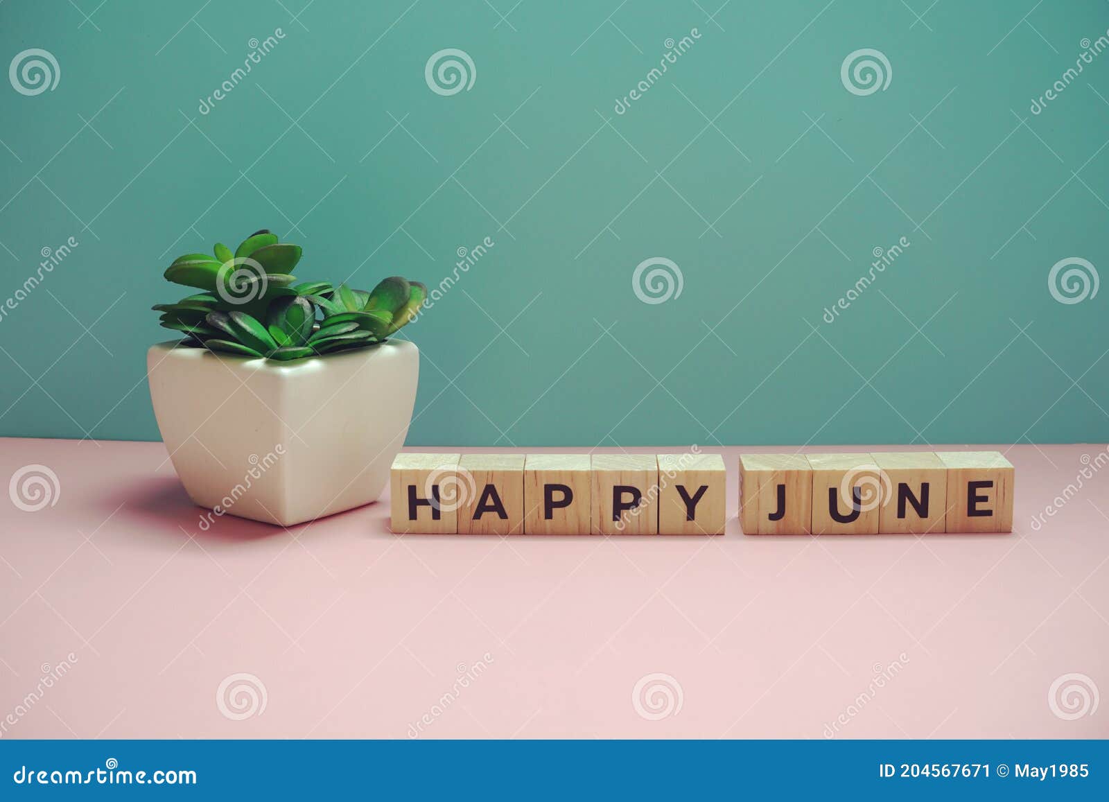Happy June Alphabet Letter on Blue and Pink Background Stock Image ...