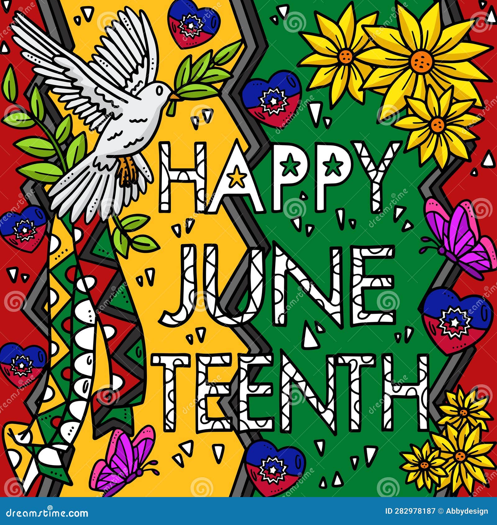 Happy Juneteenth Banner Colored Cartoon Stock Vector - Illustration of ...