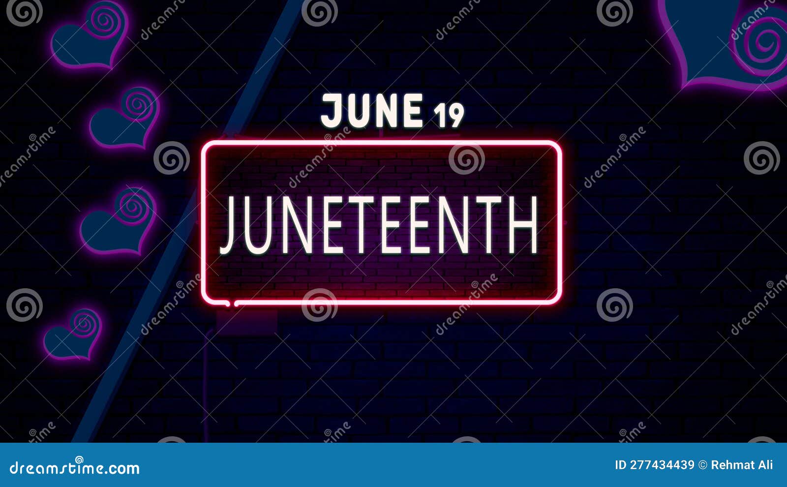 Happy Juneteenth, June 19. Calendar of June Neon Text Effect, Design Stock Illustration ...