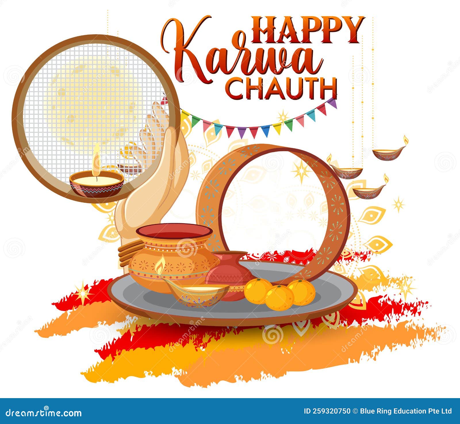 Happy Karva Chauth Banner Design Stock Vector - Illustration of ...