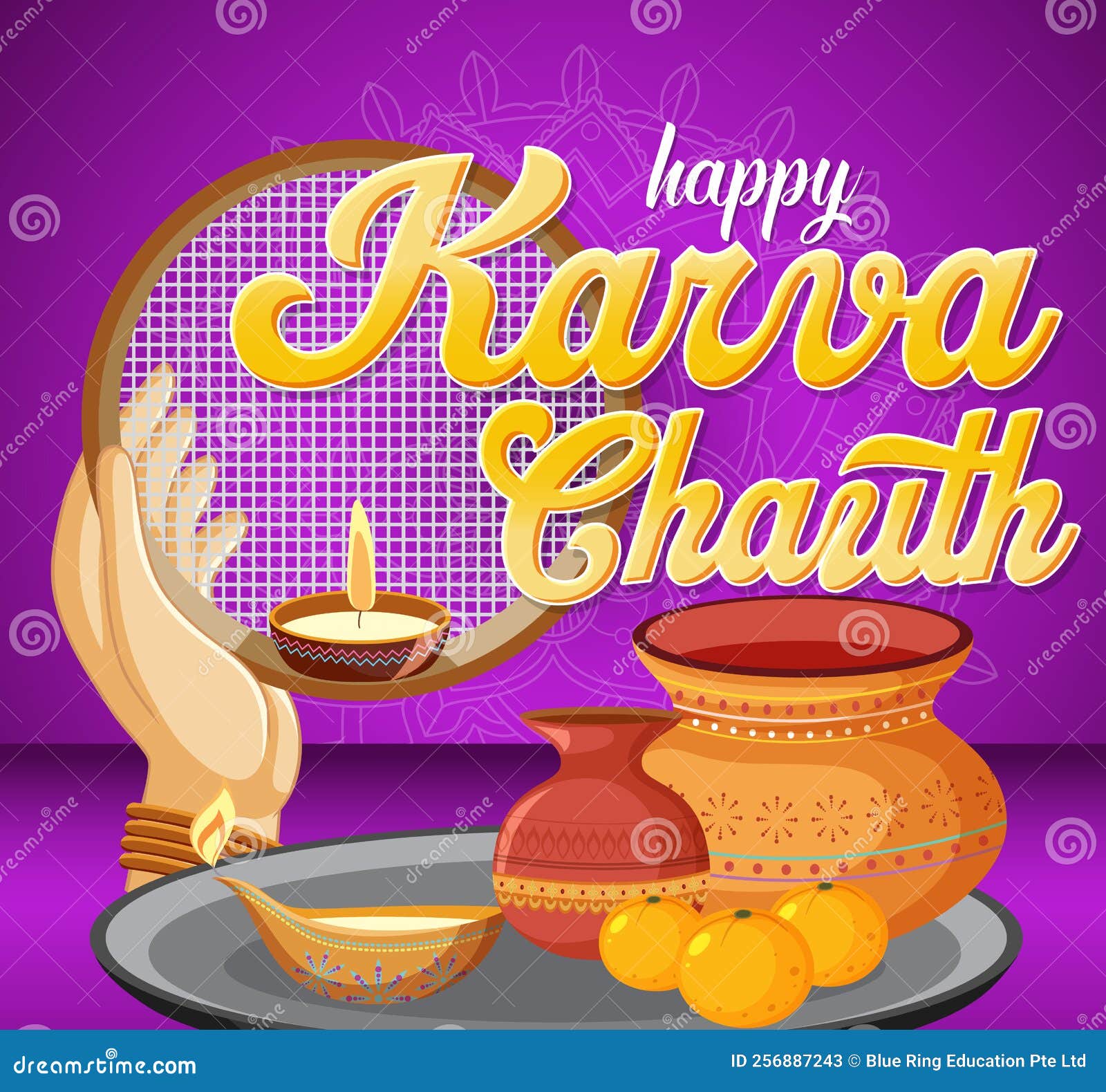 Happy Karva Chauth Poster Design Stock Vector - Illustration of chauth ...