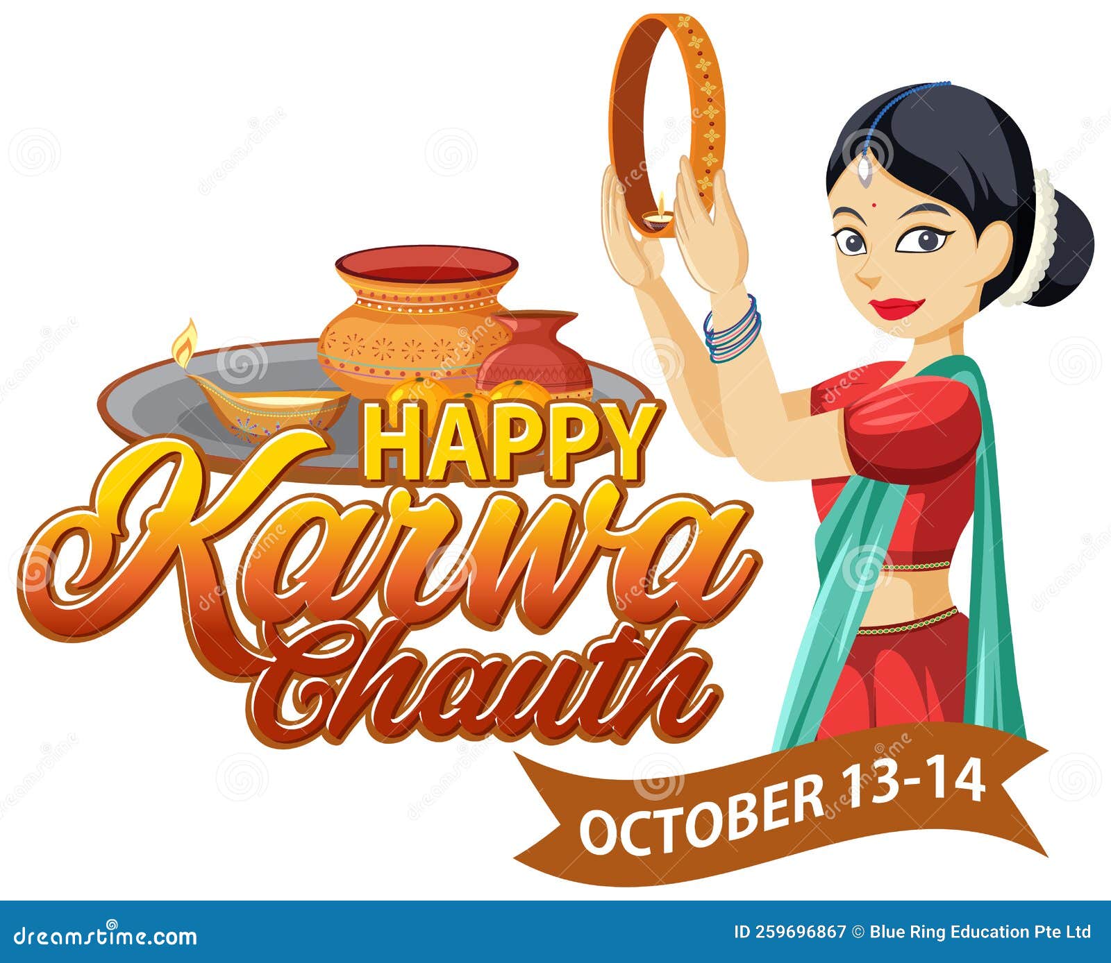 Happy Karwa Chauth Text Design Stock Vector - Illustration of occasion ...