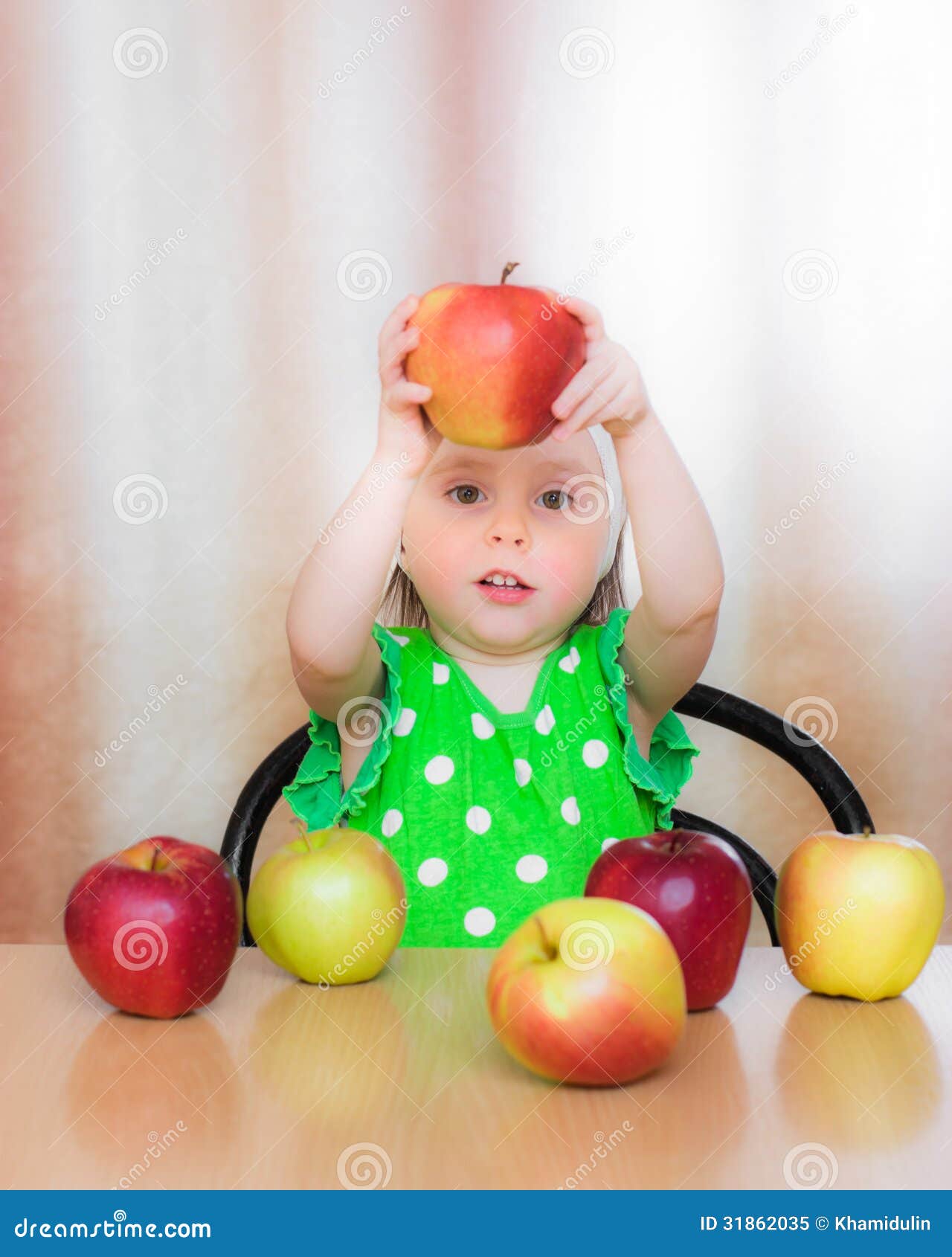 Happy Kid with apples. stock image. Image of fruit, natural - 31862035