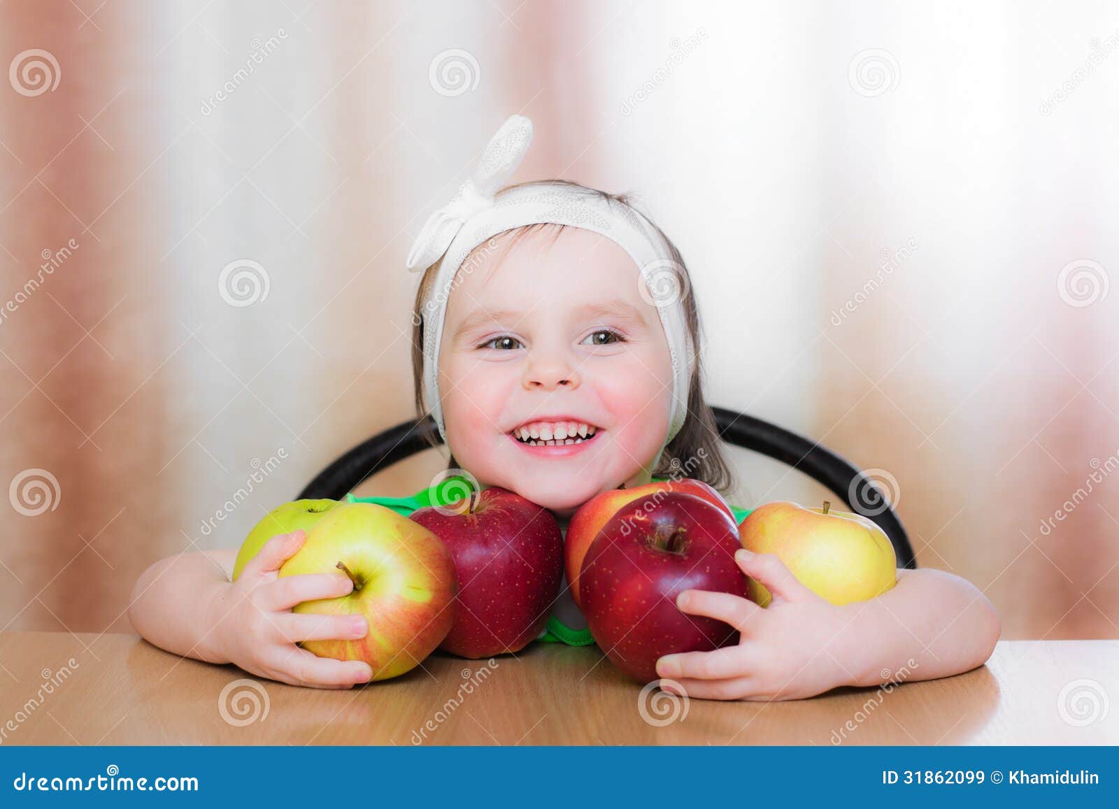 Happy Kid with apples. stock image. Image of abundance - 31862099