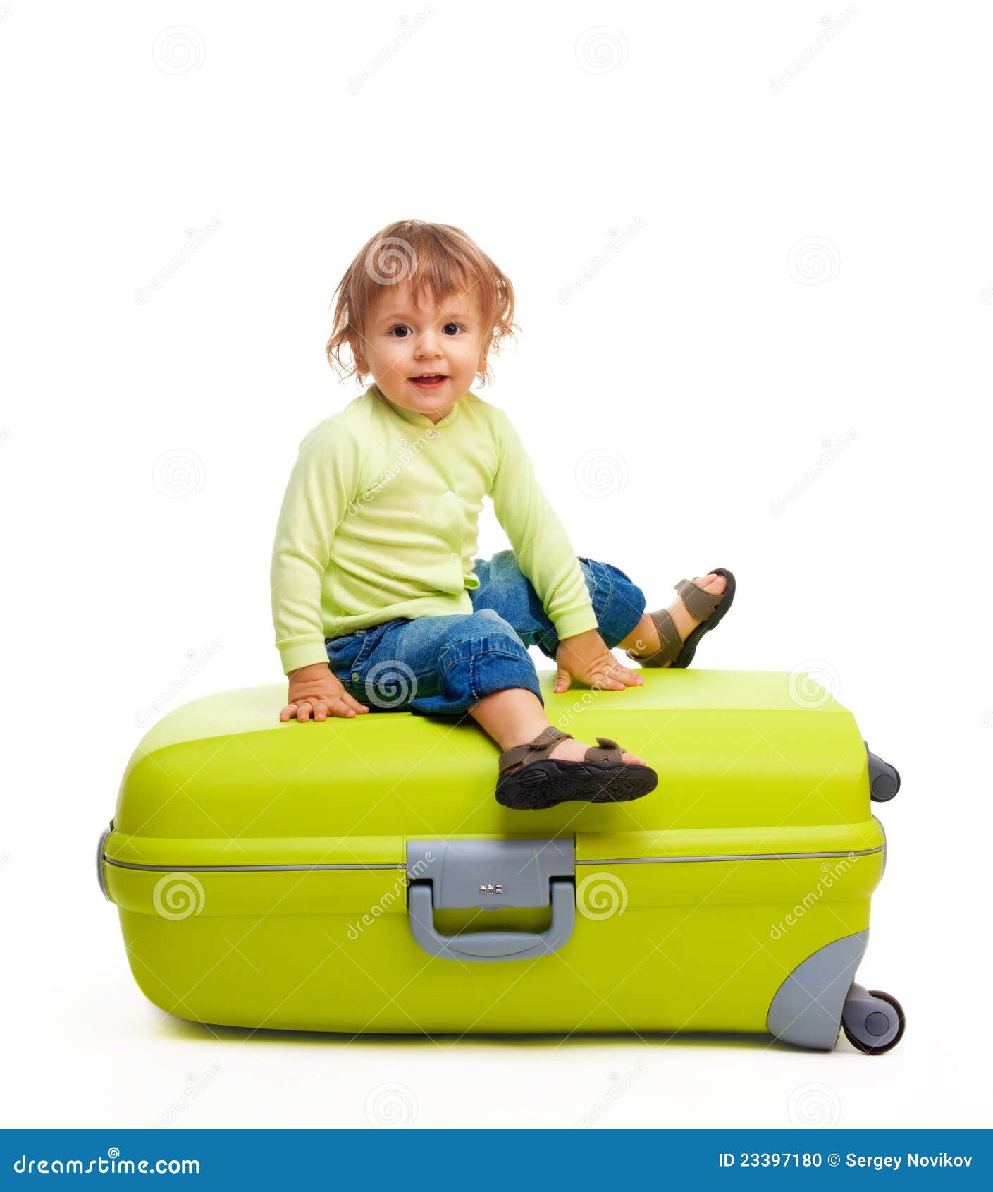 Happy kid with baggage stock photo. Image of suitcase - 23397180