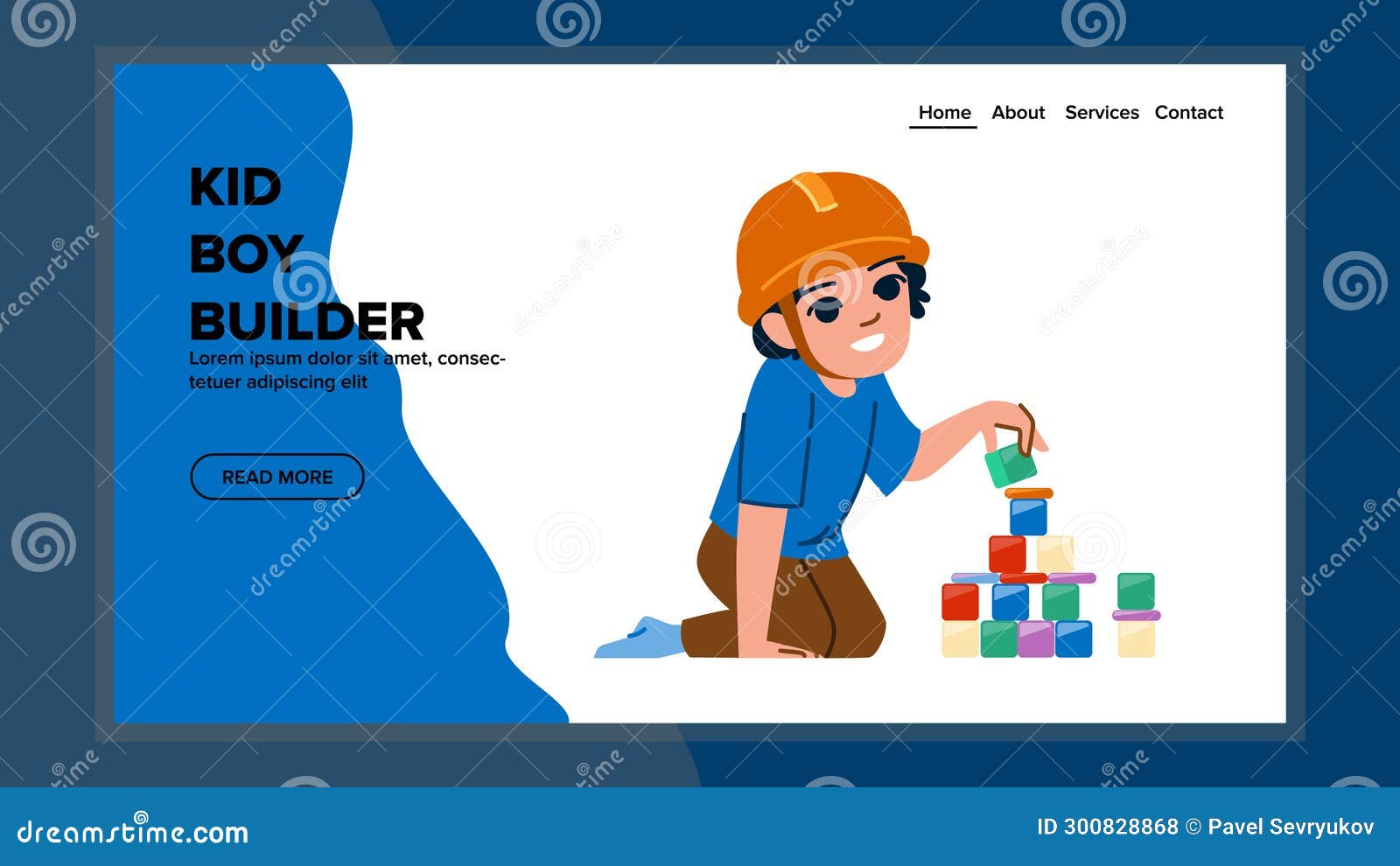 Happy Kid Boy Builder Vector Stock Vector - Illustration of equipment ...