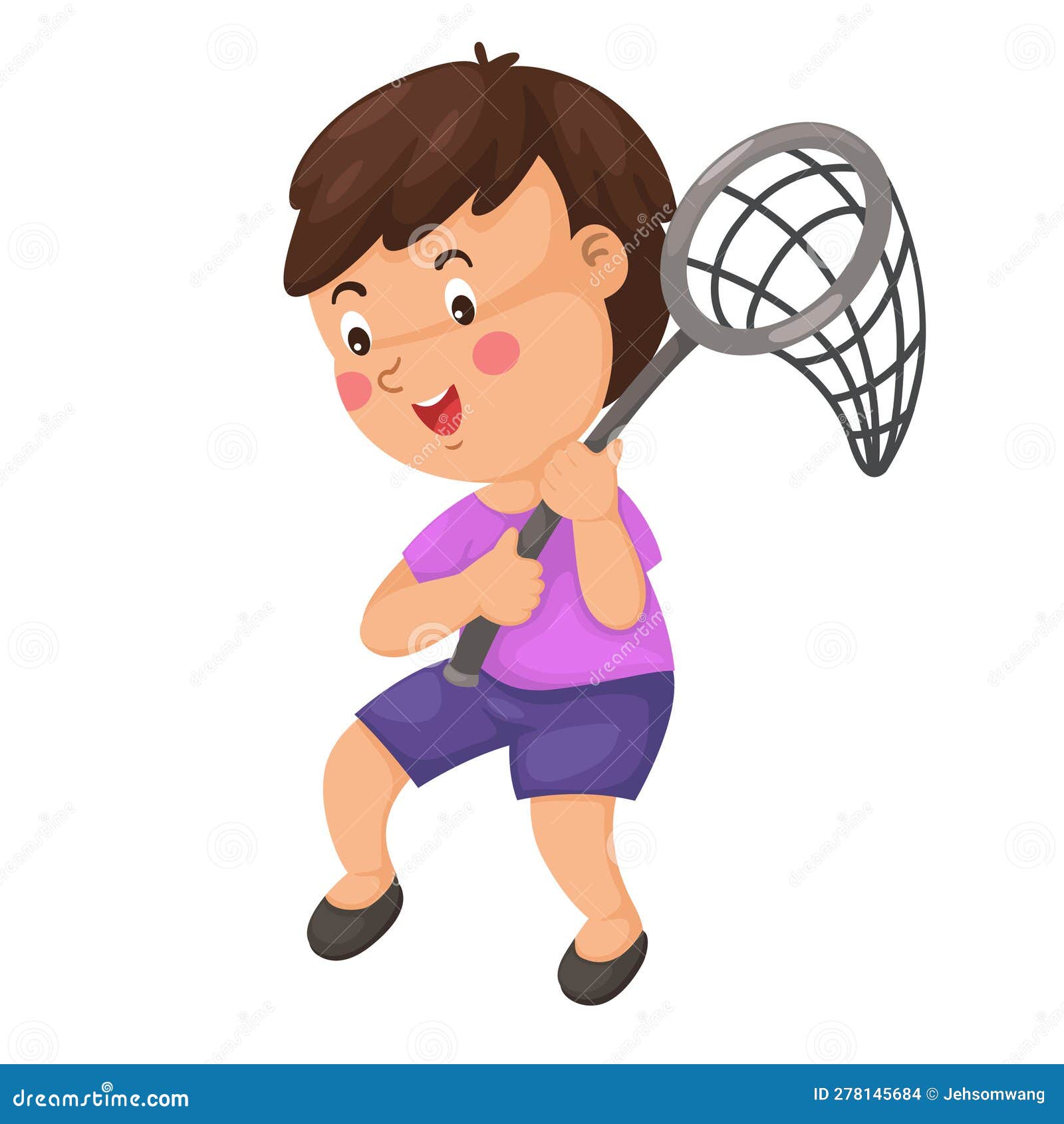 Happy kid boy catch bug stock vector. Illustration of preschool - 278145684