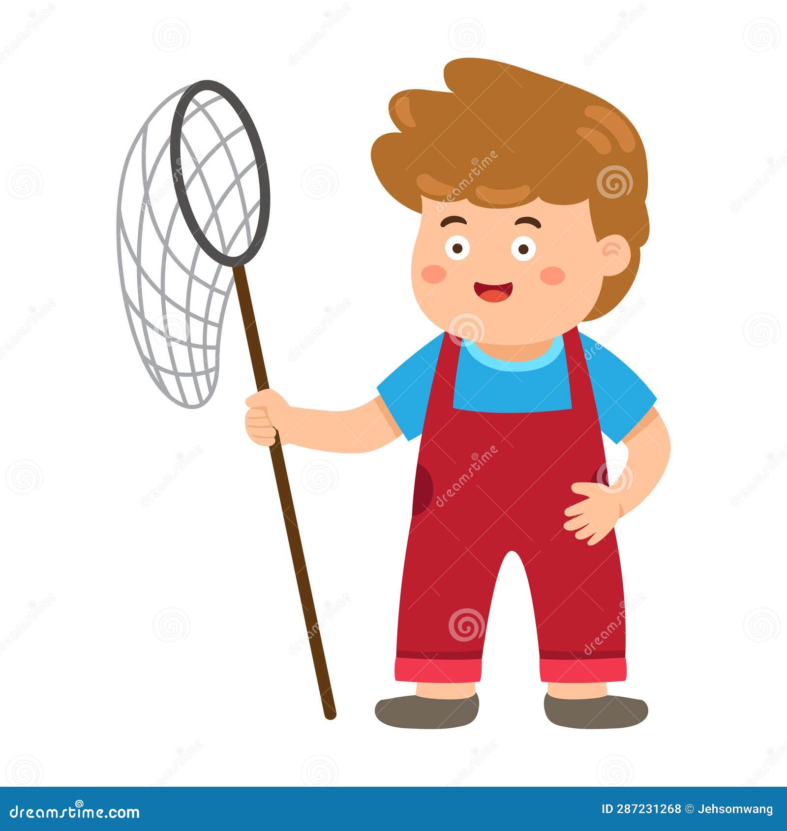 Happy kid boy catch bug stock vector. Illustration of hobby - 287231268