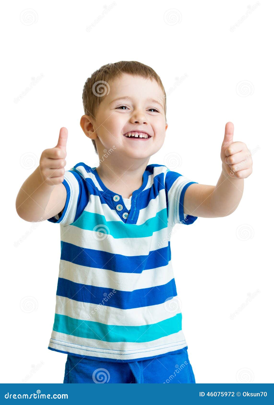 Happy Kid Boy with Hands Thumbs Up Stock Photo - Image of approval ...