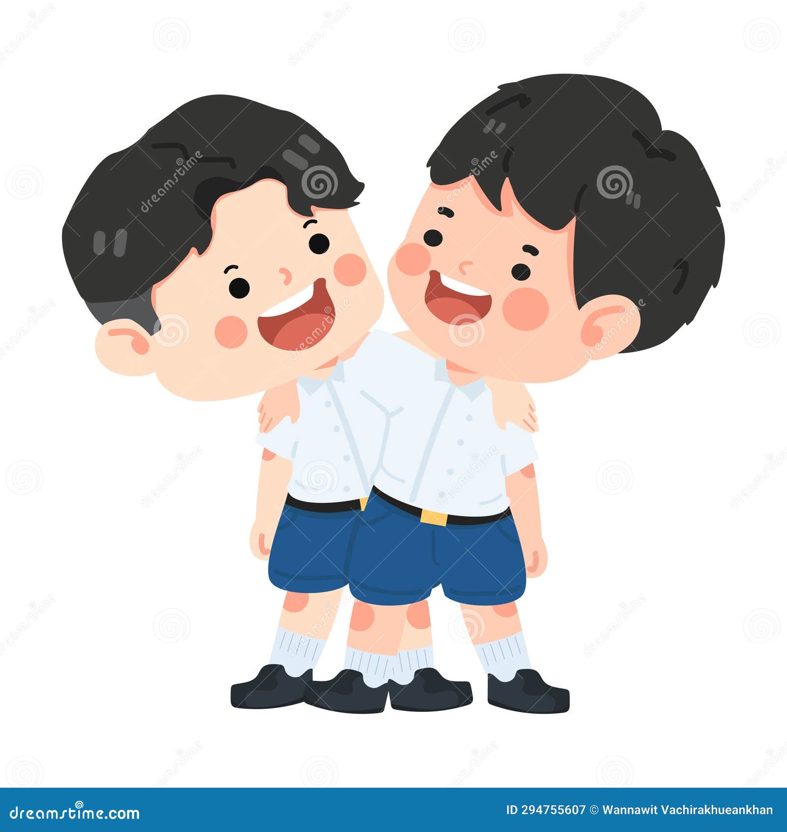 Happy Kid Boy Hugging and Smiling Stock Vector - Illustration of ...