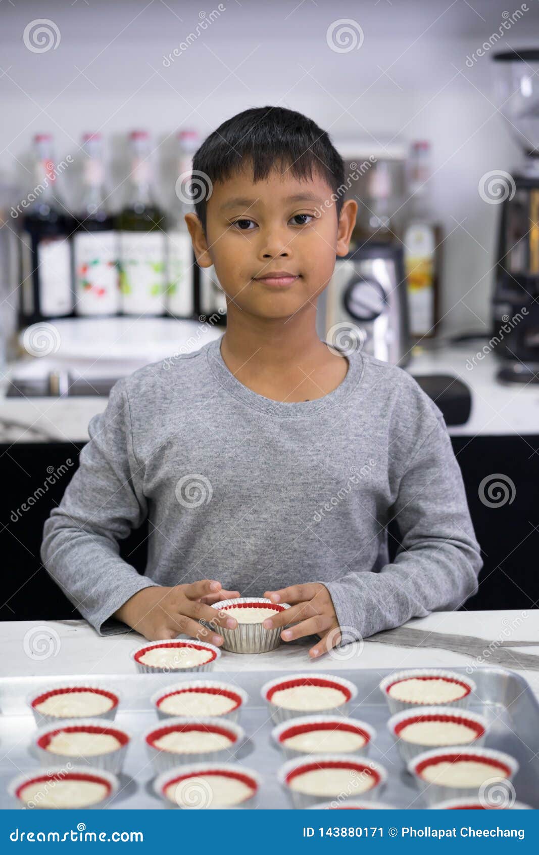 Happy Kid Boy Making a Cake Stock Image - Image of cute, bakery: 143880171