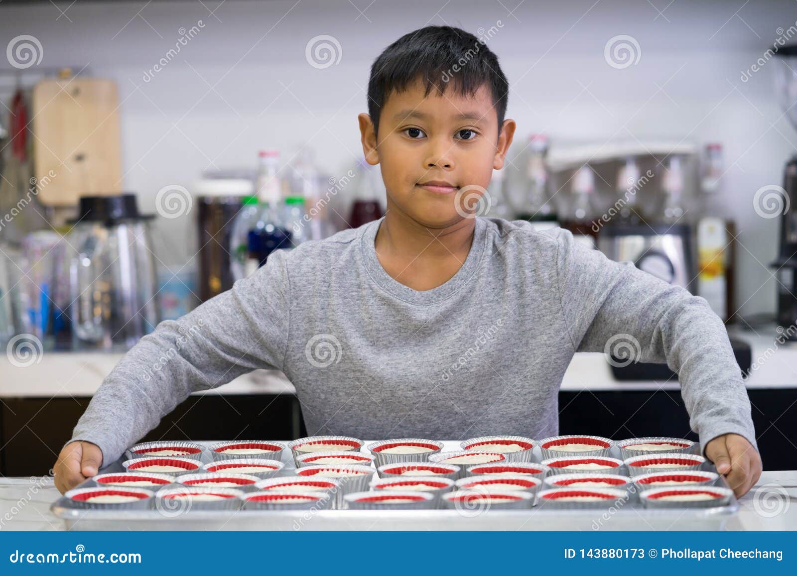 Happy Kid Boy Making a Cake Stock Image - Image of little, home: 143880173