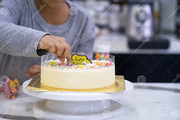 Happy Kid Boy Making a Cake Stock Photo - Image of childhood, making ...