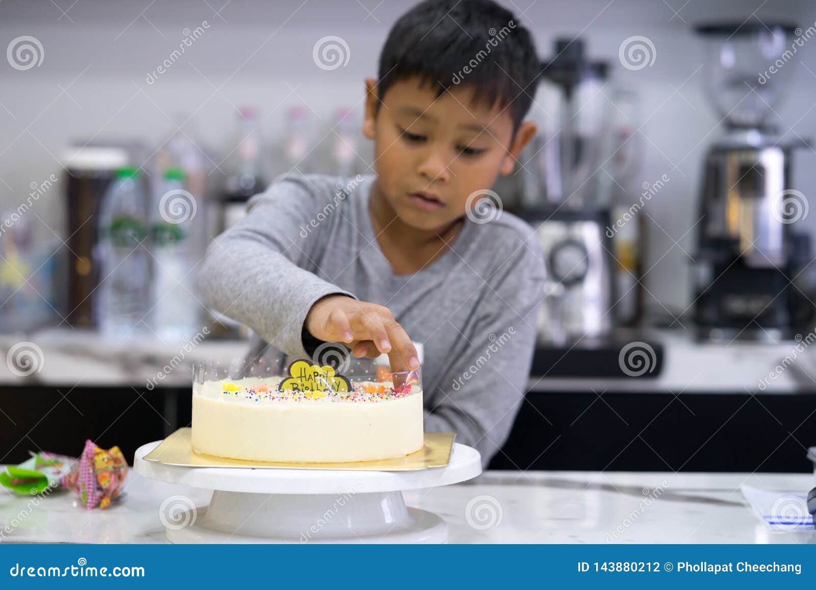 Happy Kid Boy Making a Cake Stock Photo - Image of chef, baker: 143880212