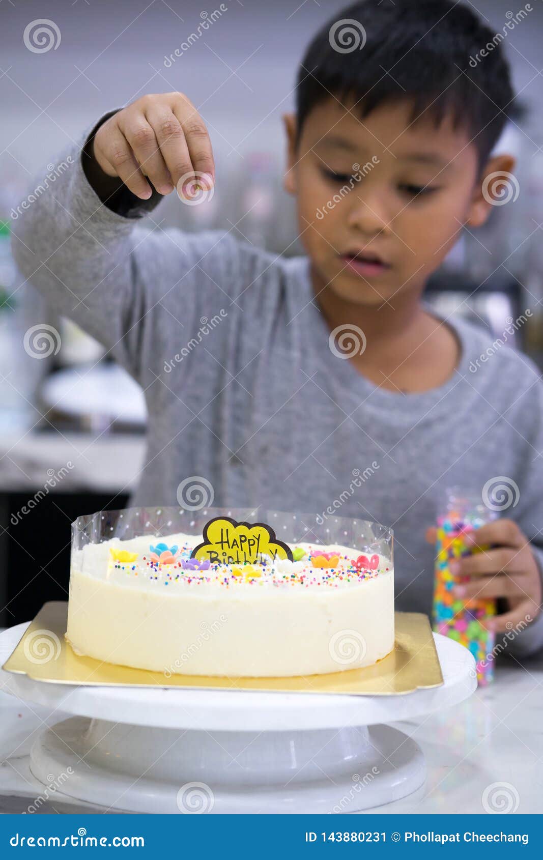 Happy Kid Boy Making a Cake Stock Image - Image of making, family ...