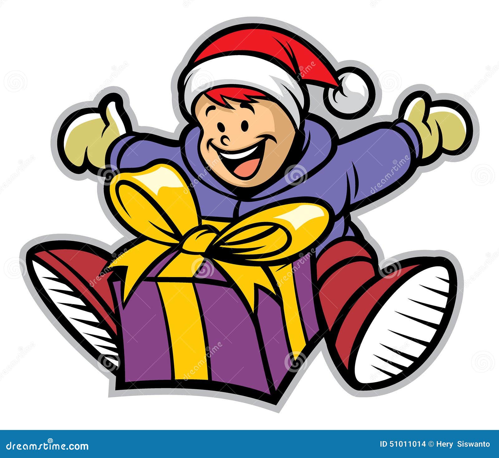 Happy Kid with a Christmas Gift Stock Vector - Illustration of ...