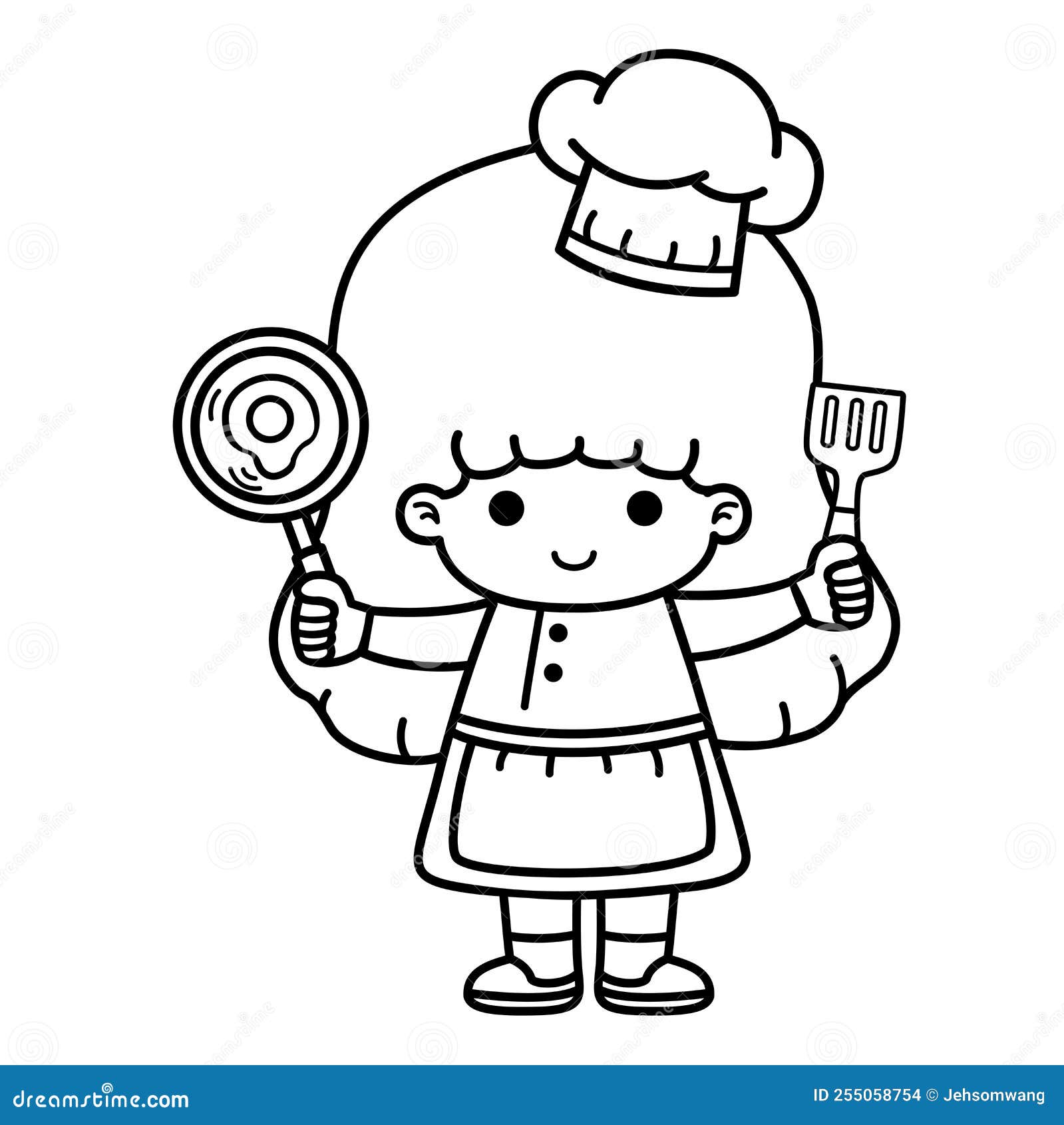 Happy kid cooking chef stock vector. Illustration of hand - 255058754