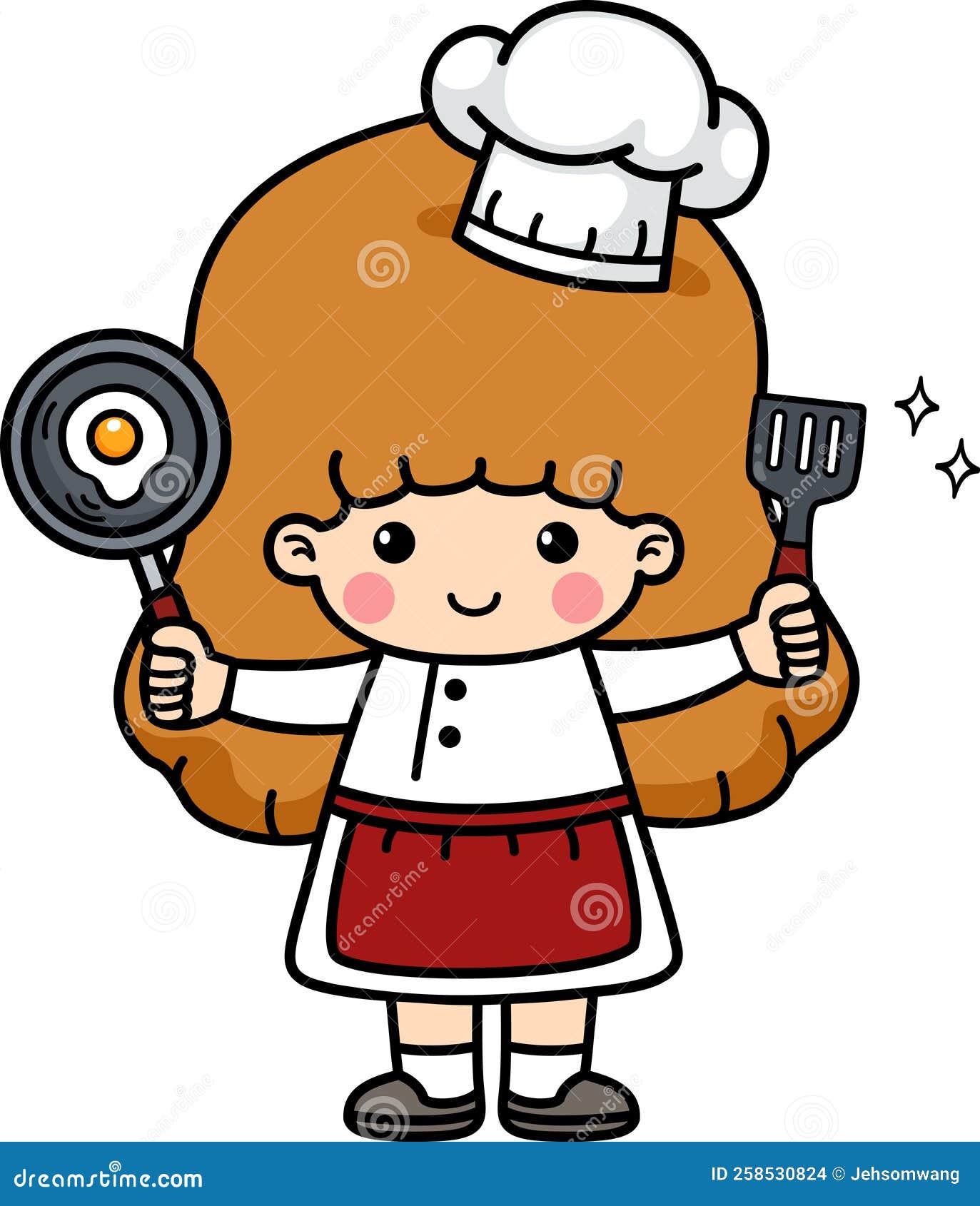 Happy kid cooking chef stock vector. Illustration of cooking - 258530824