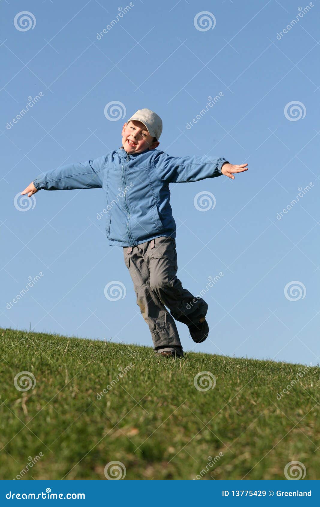 Happy Kid Flying on Blue Sky Stock Image - Image of play, game: 13775429