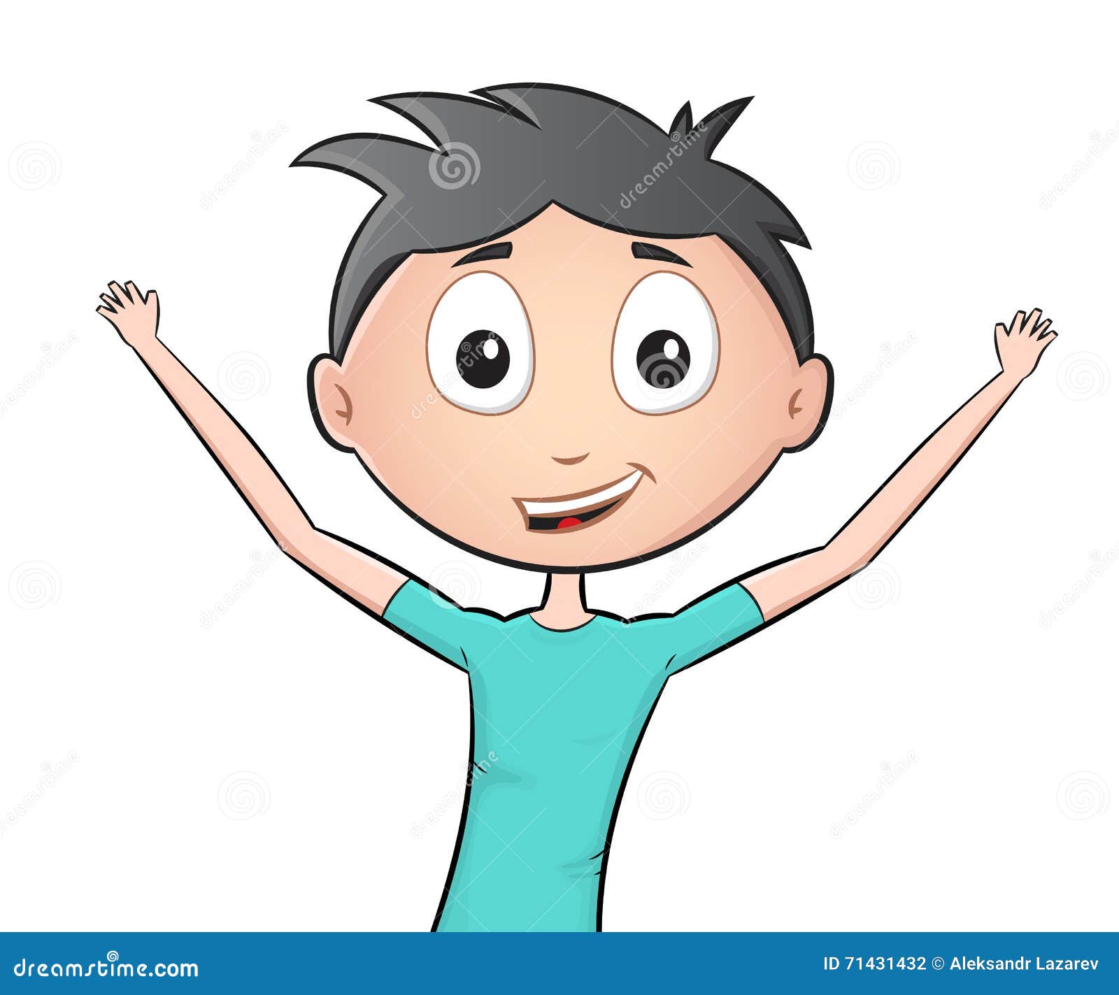 Happy kid with hands up stock vector. Illustration of hands - 71431432