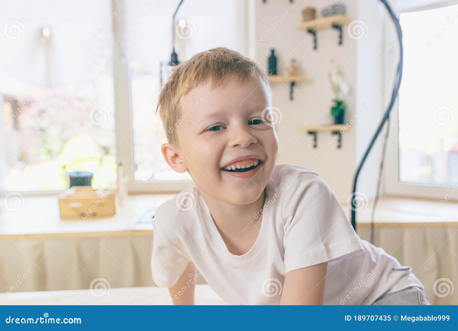 A Happy Kid Has Fun at Home Stock Image - Image of hair, feeling: 189707435