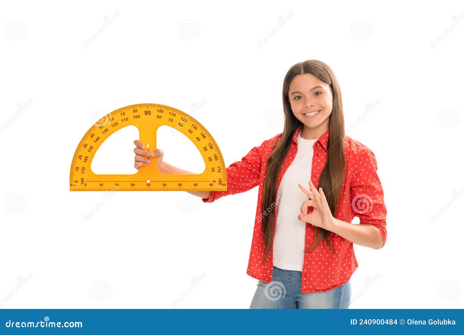 Happy Kid Hold Protractor Study Trigonometry at School Isolated on ...
