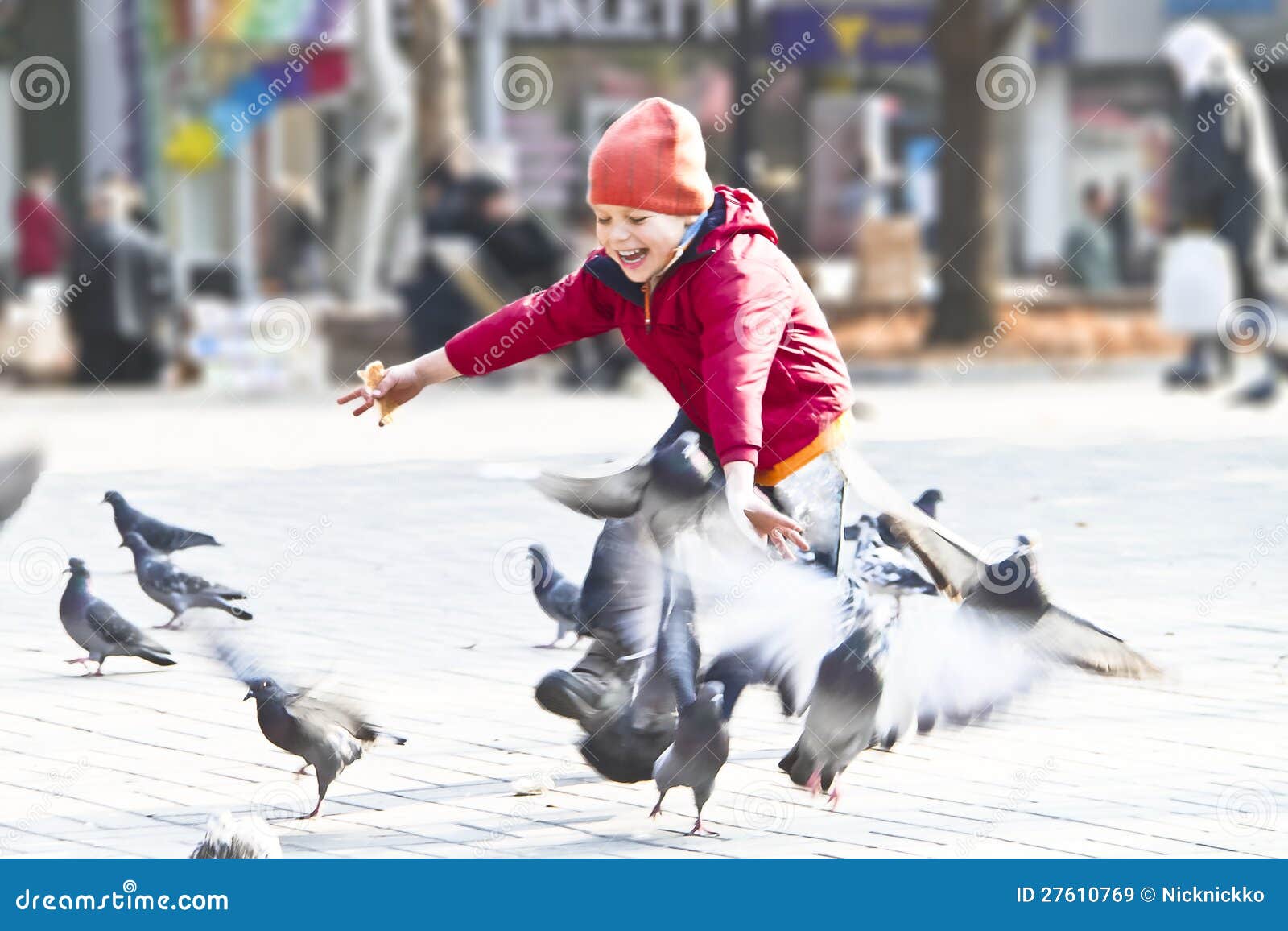 Happy Kid Playing with Pigeons Stock Image - Image of baby, health ...