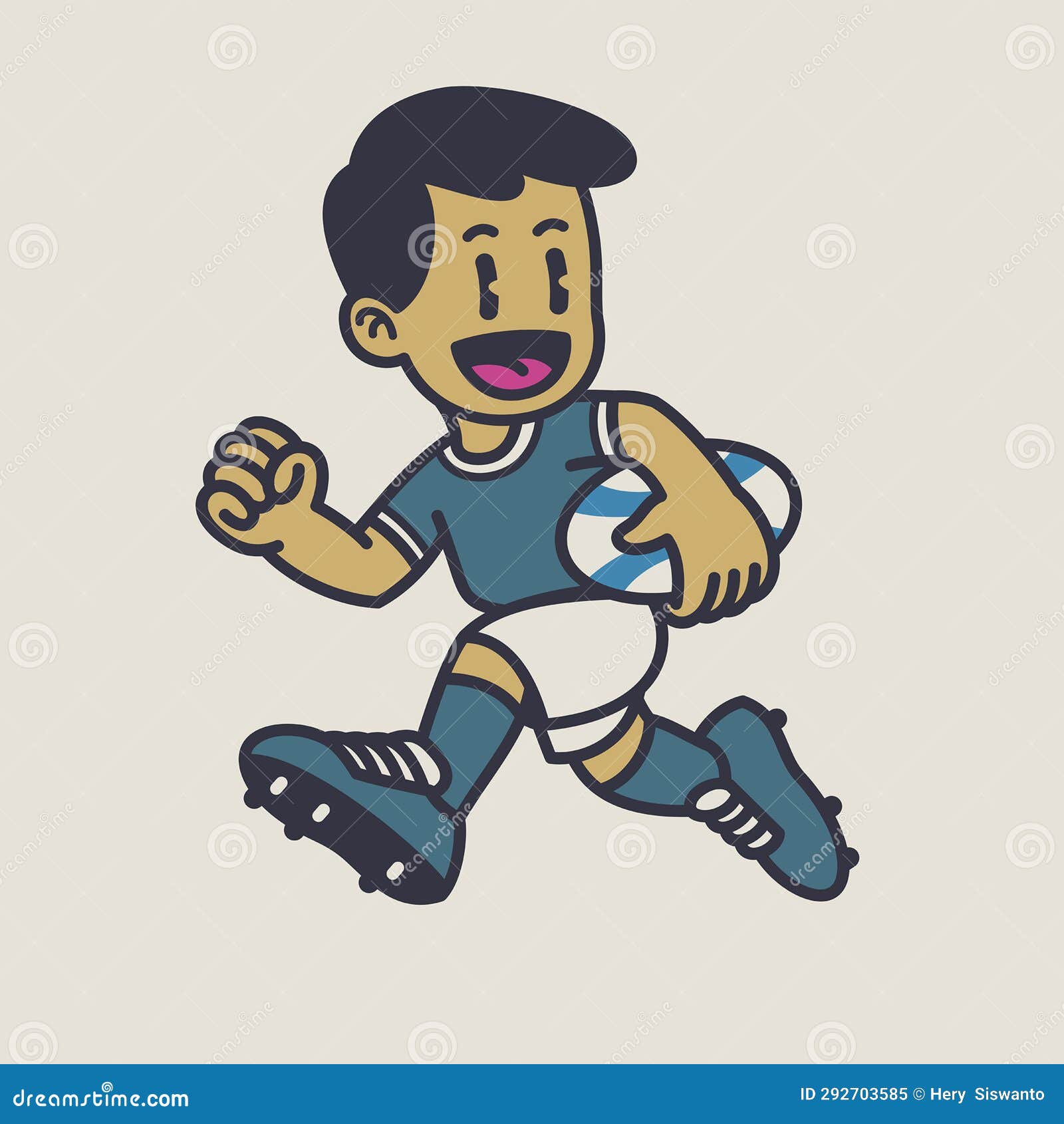 Happy Kid Playing Rugby Cartoon Stock Vector - Illustration of mascot ...