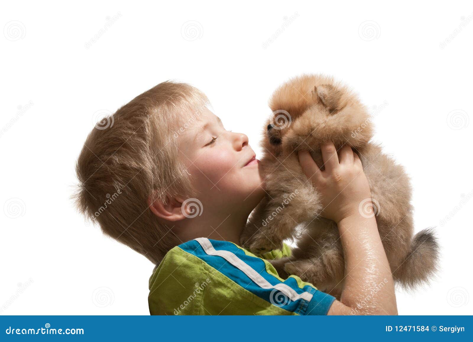 Happy kid and puppy stock photo. Image of children, companion - 12471584