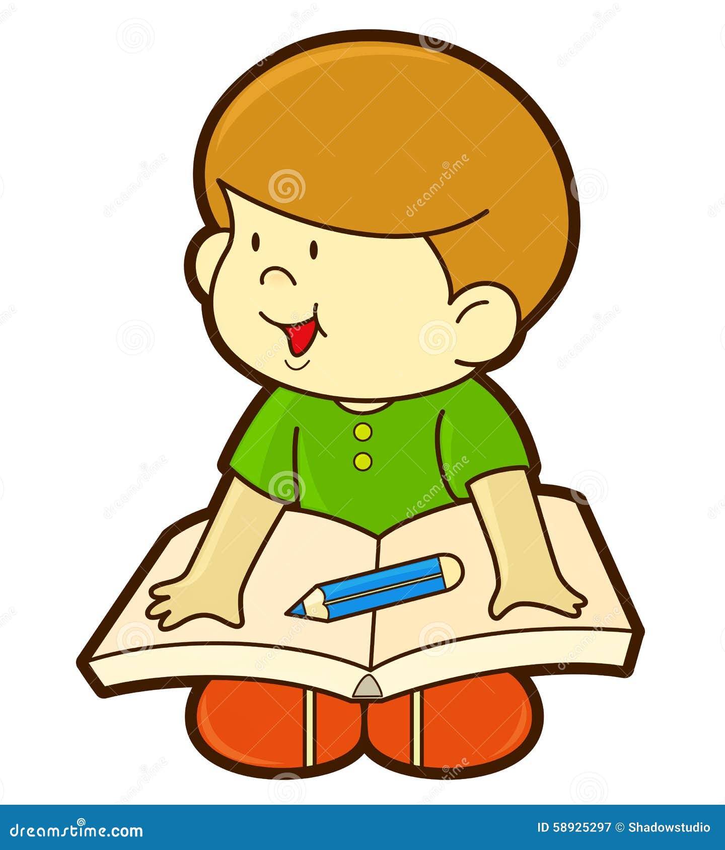 Happy Kid Reading and Writing Stock Vector - Illustration of child ...
