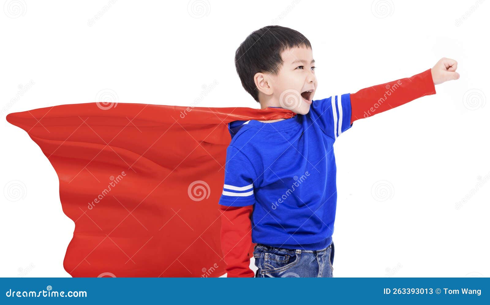 Happy Kid in Red Super Hero Cape and Mask Stock Image - Image of action ...
