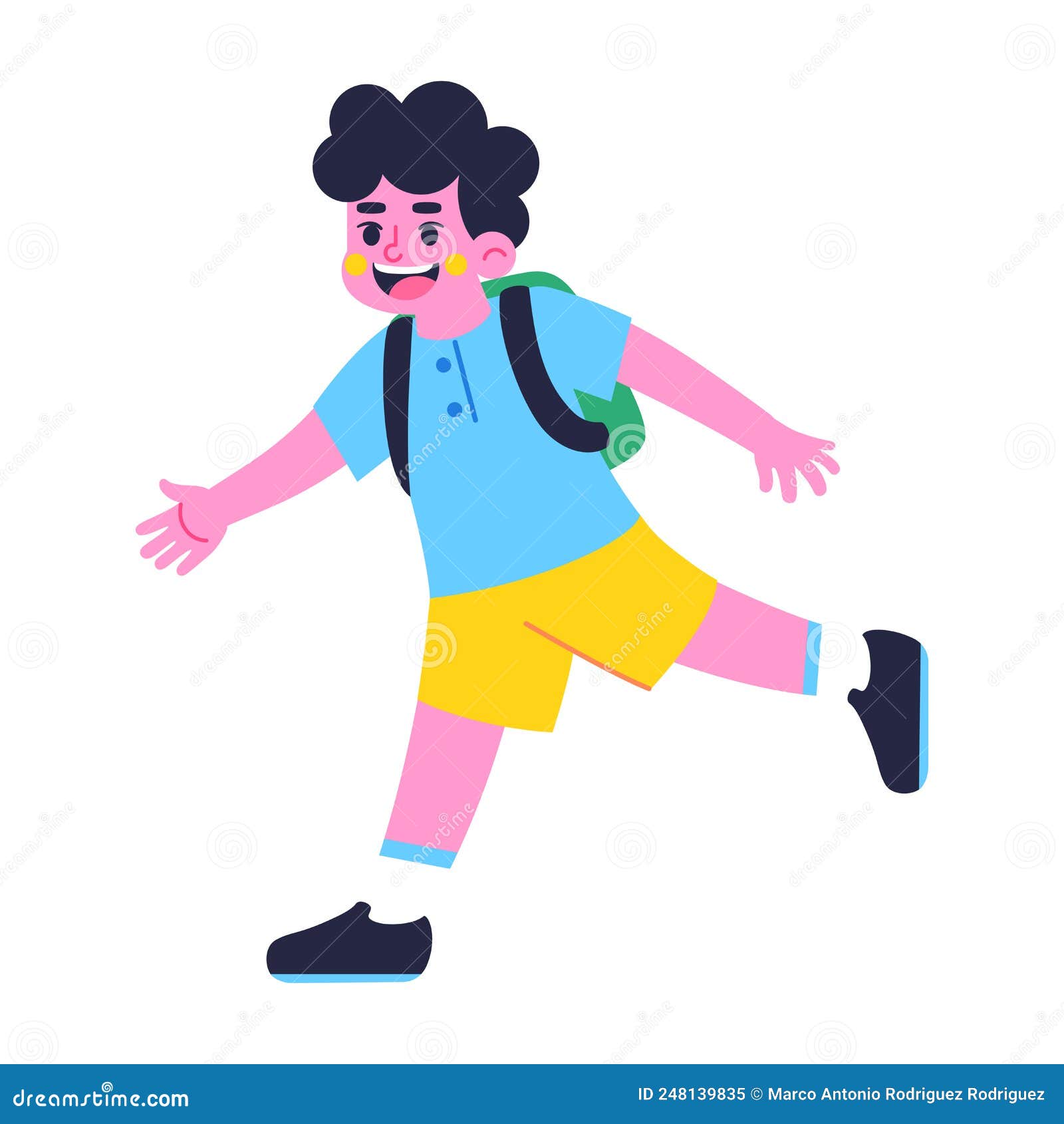 Happy Kid Running Back To School Vector Stock Vector - Illustration of ...