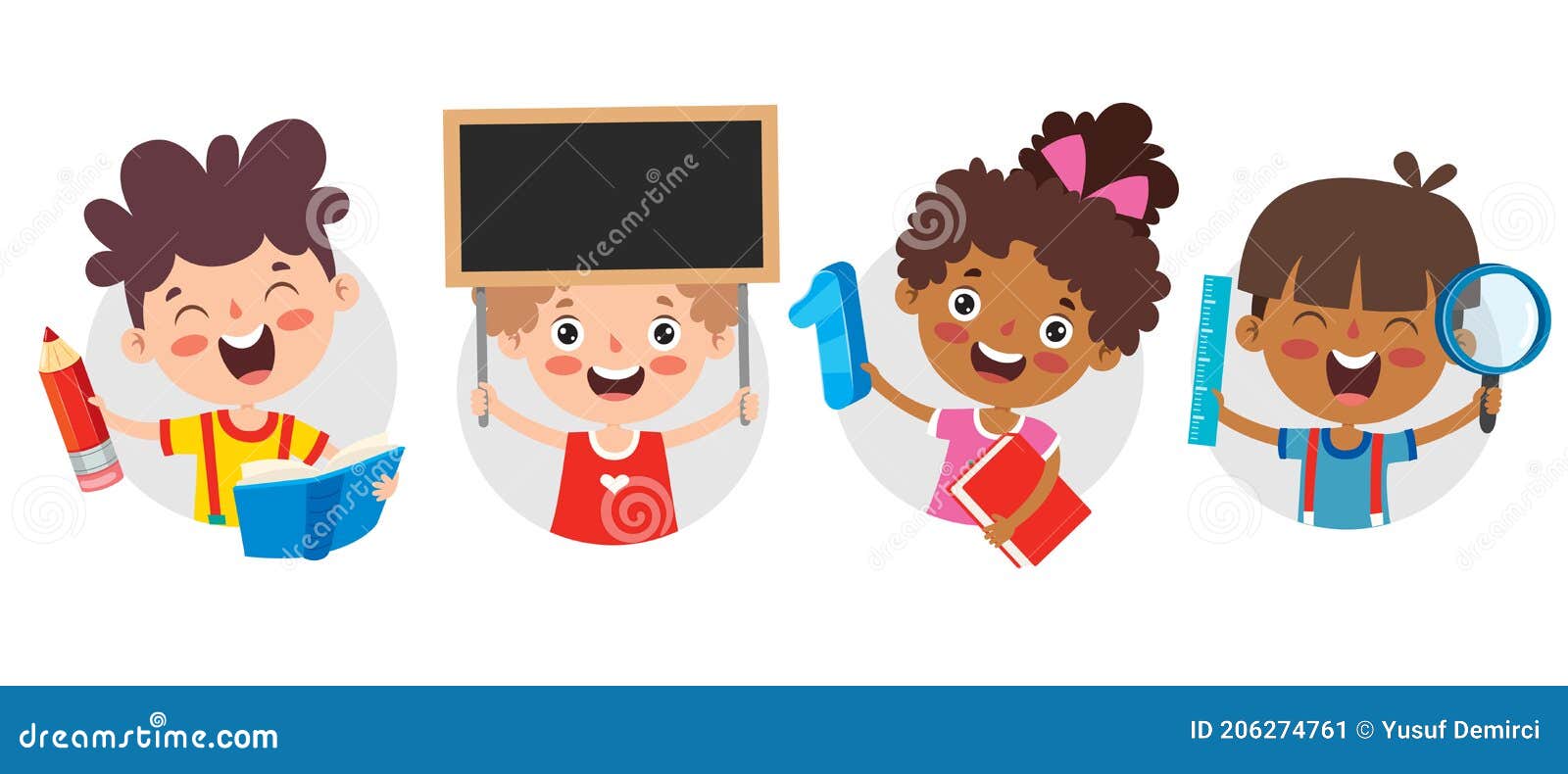 Happy Kid Studying and Learning Stock Vector - Illustration of ...