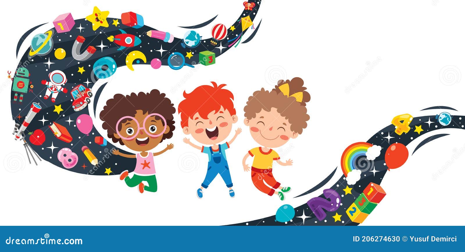 Happy Kid Studying and Learning Stock Vector - Illustration of activity ...