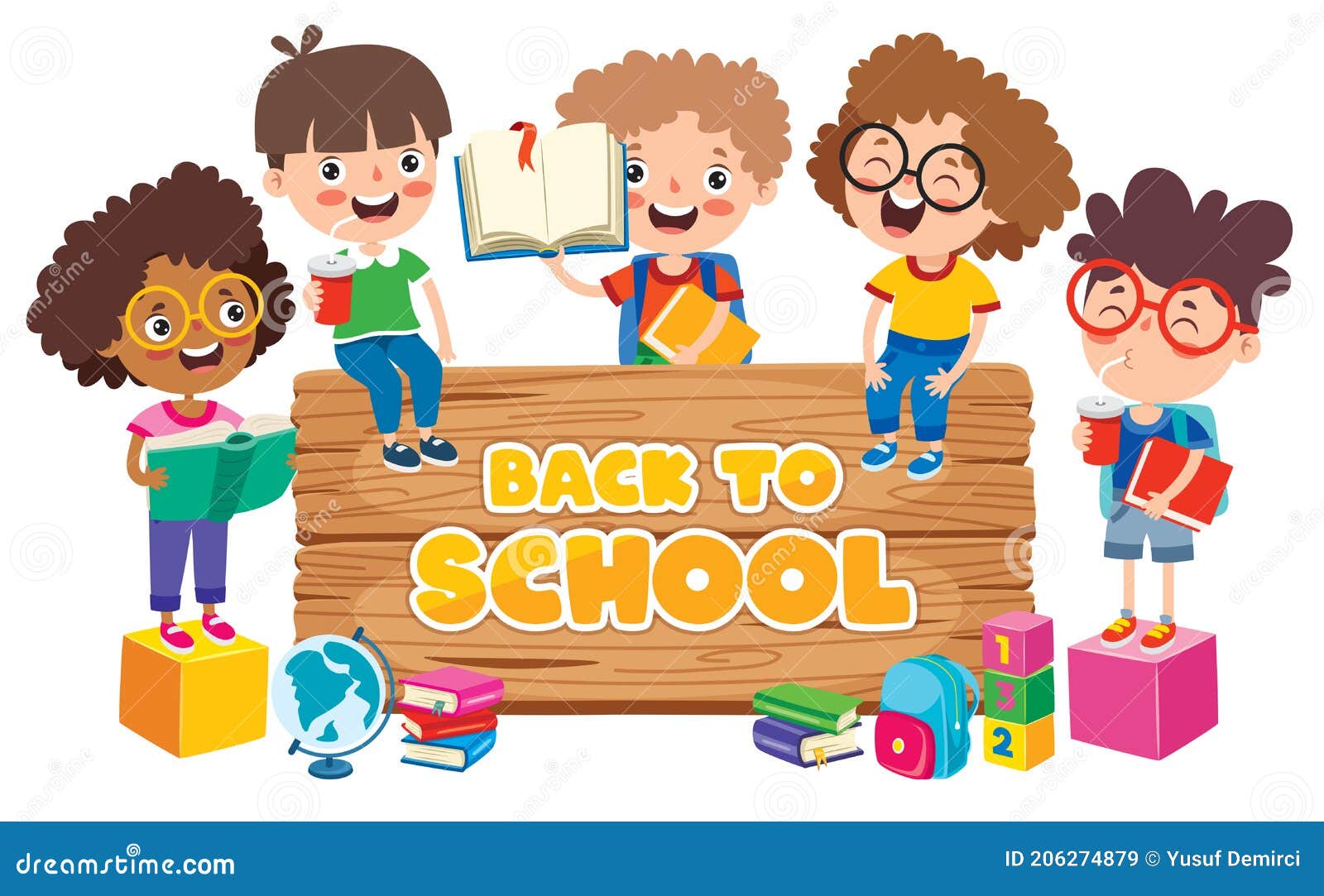 Happy Kid Studying and Learning Stock Vector - Illustration of cartoon ...