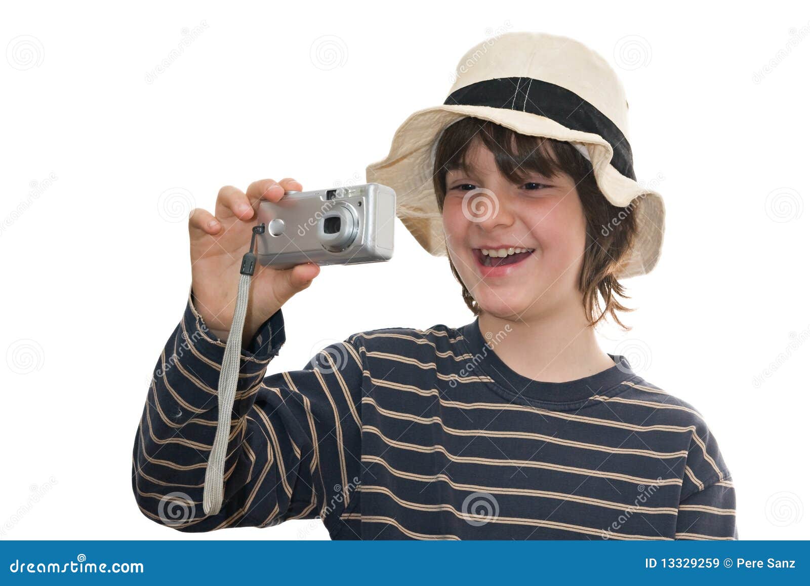 Happy kid taking a photo stock image. Image of person - 13329259