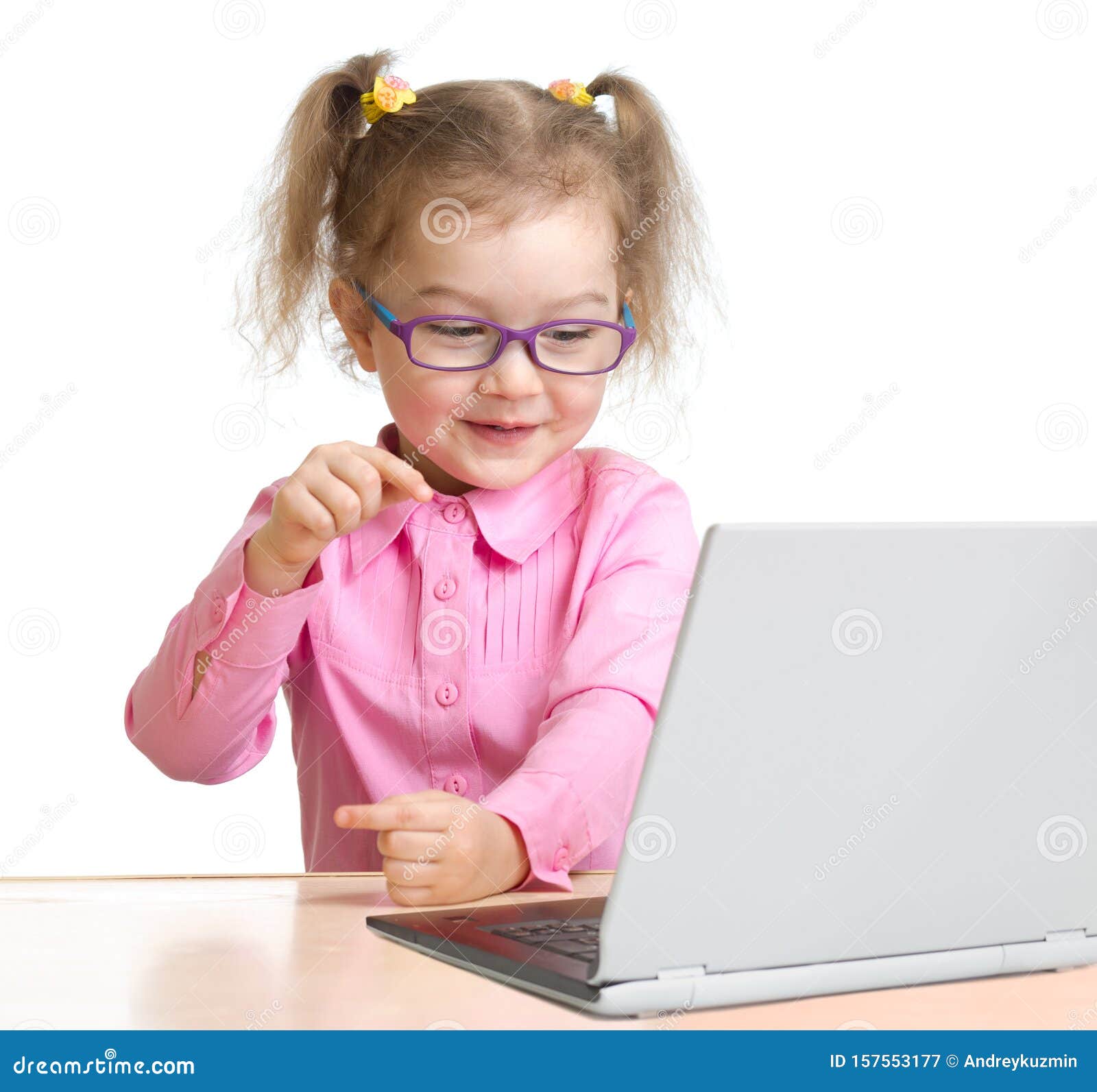 Happy Kid in Using Notebook with Great Interest Stock Image - Image of ...