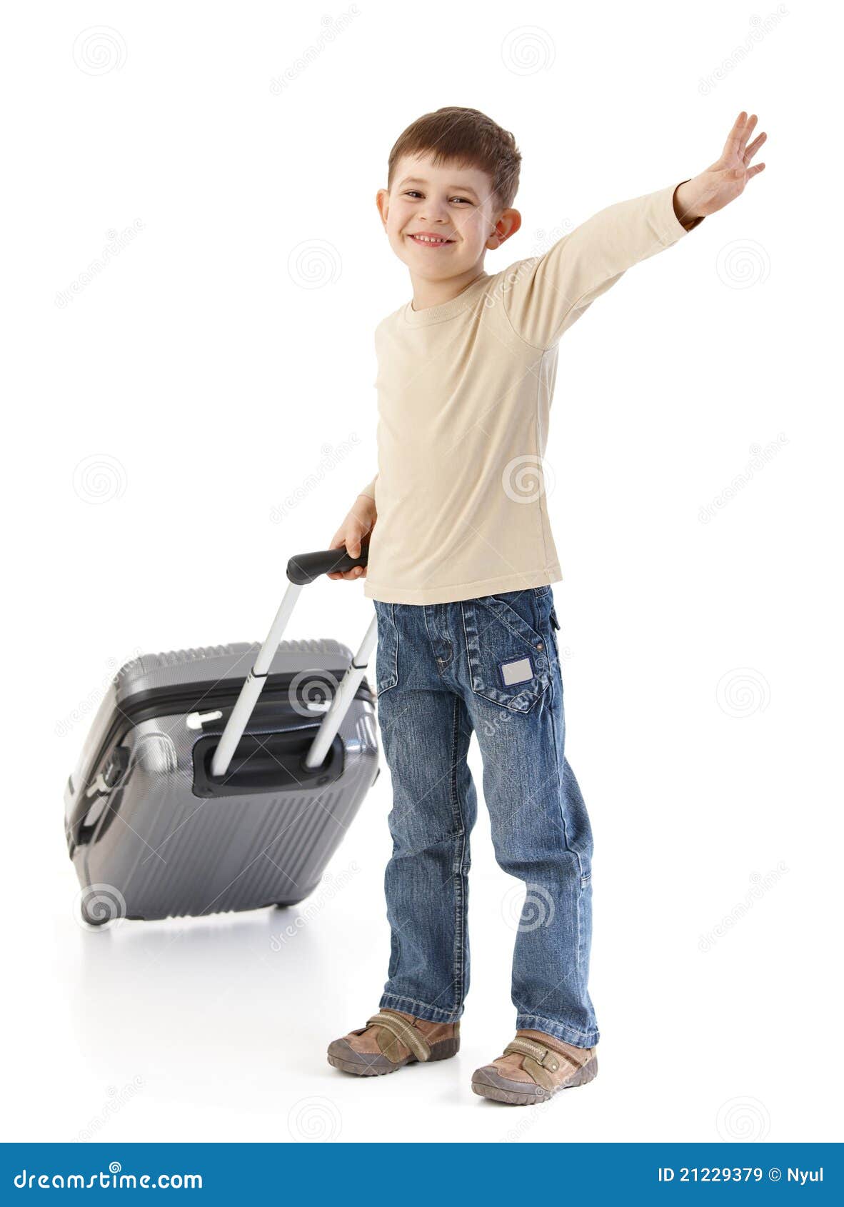 Happy kid waving smiling stock image. Image of american - 21229379