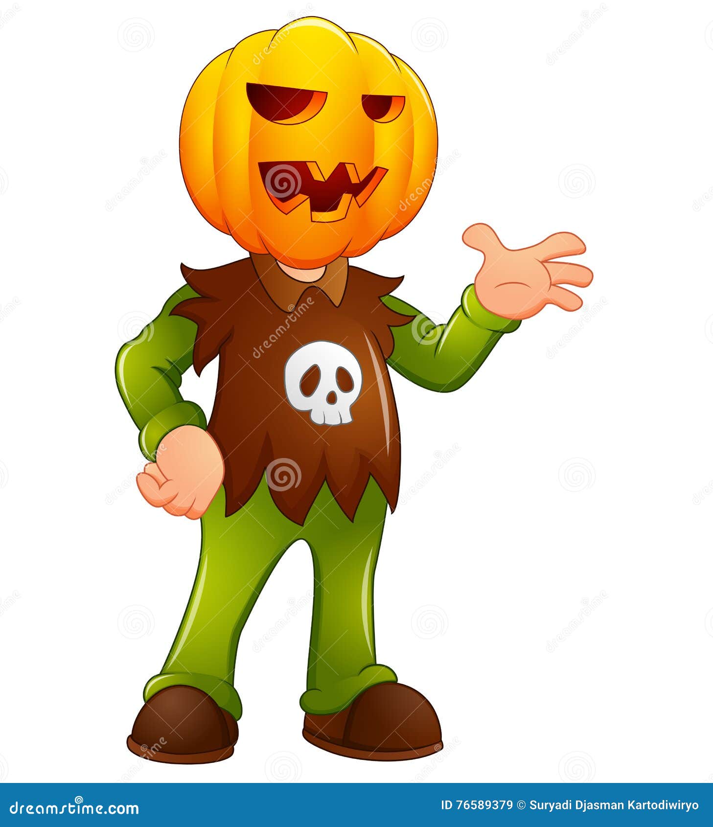 Happy Kid Wearing Pumpkin Mask Stock Vector - Illustration of person ...