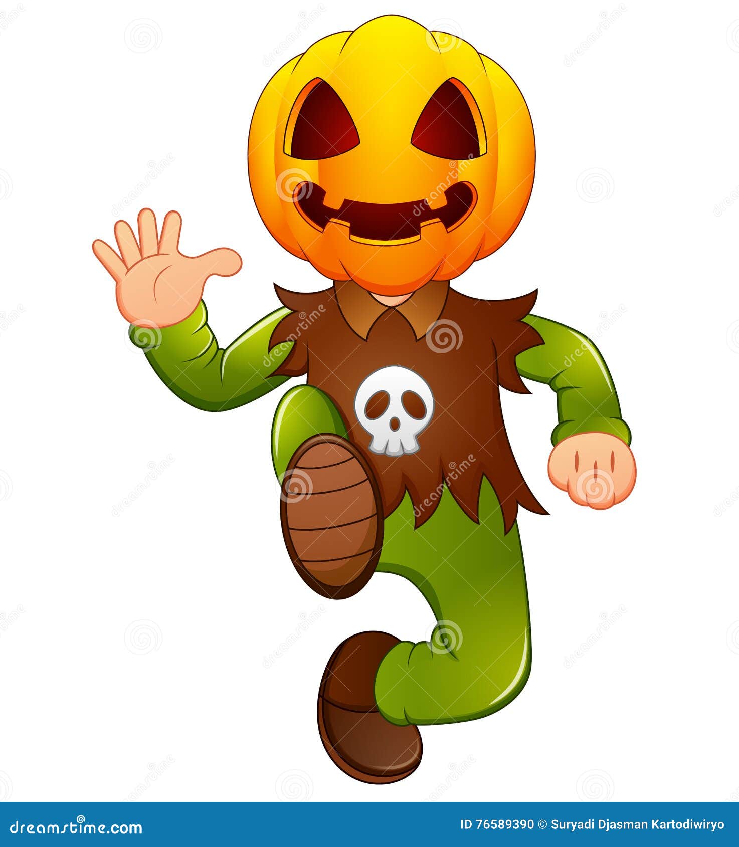 Happy Kid Wearing Pumpkin Mask Stock Vector - Illustration of party ...