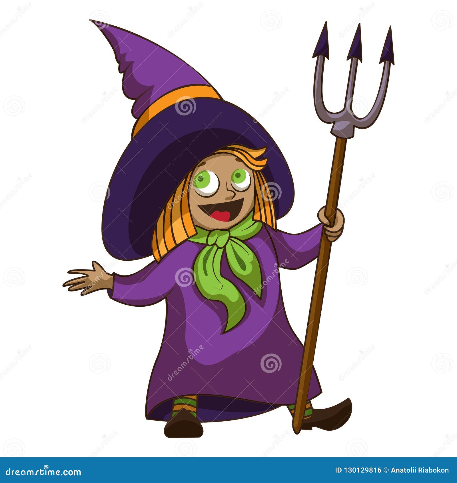 Happy Kid Witch Icon, Cartoon Style Stock Vector - Illustration of ...