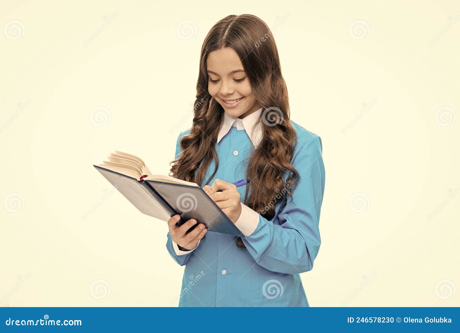 Happy Kid Write in School Exercise Book Doing Written Homework ...