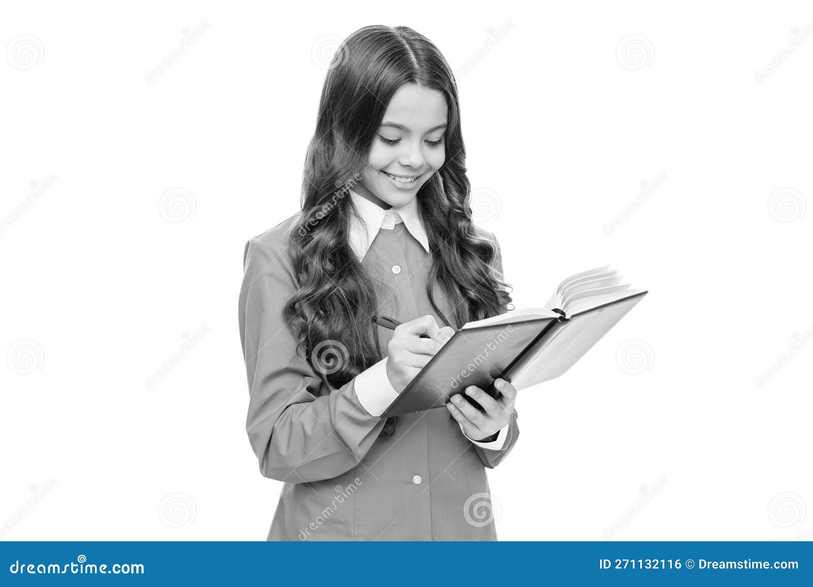 Happy Kid Write in School Exercise Book Doing Written Homework ...