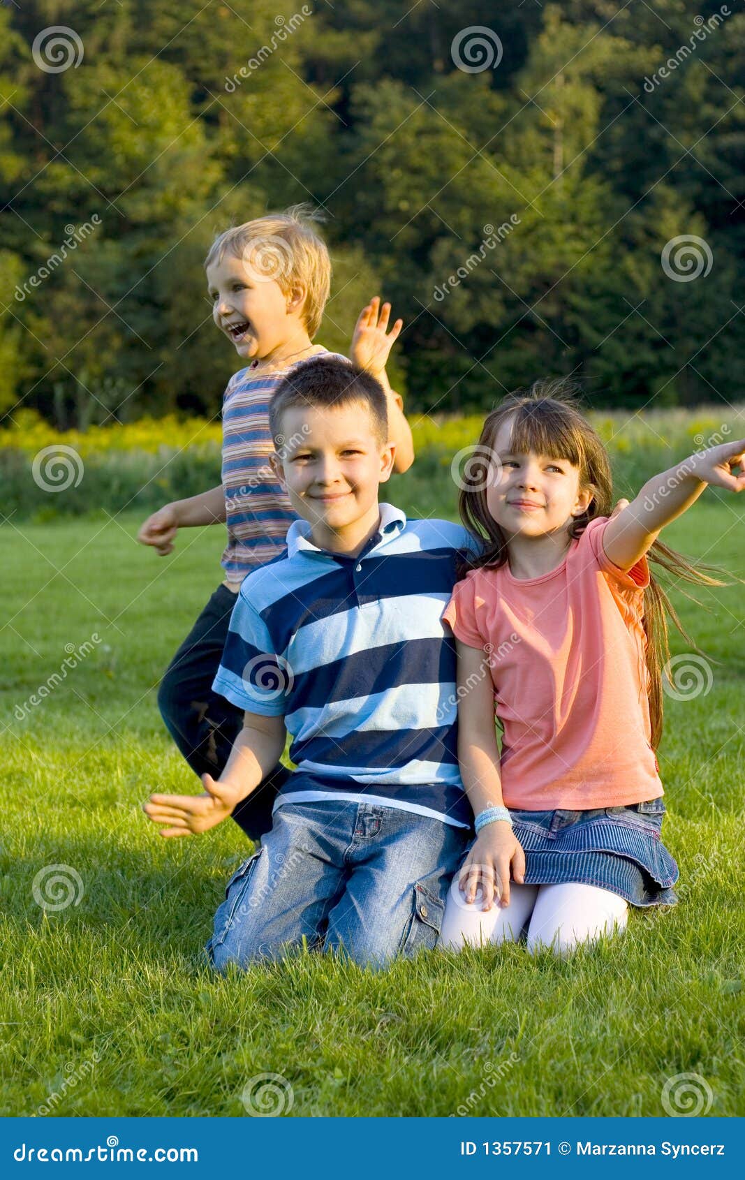 Happy kids stock image. Image of grass, light, clear, brothers - 1357571