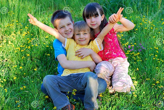 Happy kids stock image. Image of child, nature, childhood - 2486575