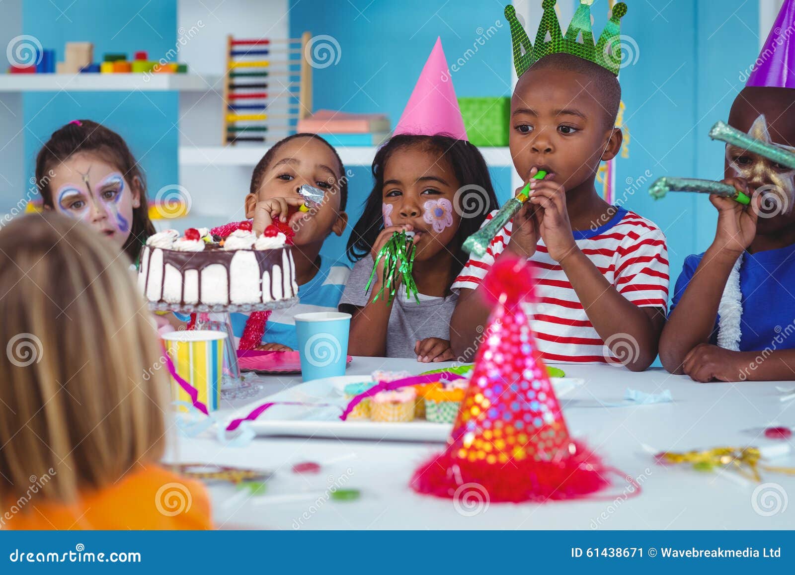 Happy Kids Celebrating a Birthday Stock Image - Image of entertaining ...
